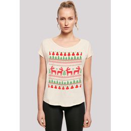 F4NT4STIC Damen T-Shirt "Christmas Reindeers Weihnachten Muster", wei&szlig;, Gr. XS, Obermaterial: 100% Baumwolle, Shirts, Print