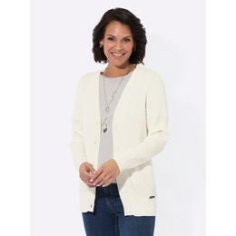 Casual Looks Damen Cardigan, beige, Gr. 44, unifarben, 50% Baumwolle, 50% Polyacryl, Strickjacken
