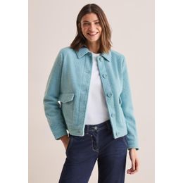 Cecil Damen Kurzjacke, blau, Gr. XXL, unifarben, Stoff;Pl&uuml;sch, Obermaterial: 100% Polyester. Futter: 100% Polyester, Jacken, mit Knopfleiste