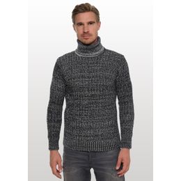 Rusty Neal Herren Rollkragenpullover, schwarz, Gr. L, meliert, 70% Polyacryl, 30% Baumwolle, Pullover, im angesagten Strickdesign
