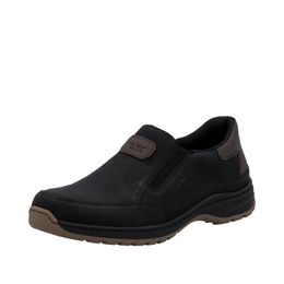 Rieker Herren Slipper, Gr. 46, schwarz, Lederimitat, unifarben mit Farbeinsatz, Schuhe, Schlupfschuh, Halbschuh, Slip-on Sneaker mit Stretcheins&auml;tze