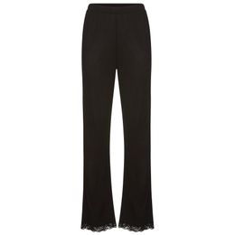 Lascana Damen Schlafhose, Gr. 32, blau, Single Jersey, Obermaterial: 100% Viskose, unifarben, Hosen, mit Spitzenbesatz am Beinaum