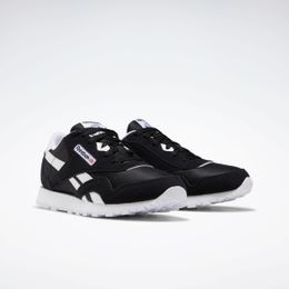 Reebok CLASSIC Jungen Sneaker "CL NYLON", Gr. 34,5, schwarz-wei&szlig;, Leder, Synthetik, Textil, Schuhe