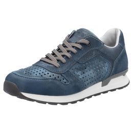 Rieker Herren Sneaker, Gr. 40, blau, Leder, Veloursleder, Schuhe, Schn&uuml;rschuh, Halbschuh mit luftdurchl&auml;ssiger Perforation
