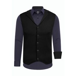 Rusty Neal Herren Langarmhemd, schwarz, Gr. XXL, mehrfarbig, 60% Baumwolle, 37% Polyester, 3% Elasthan, Hemden, inklusive Langarmhemd und Weste