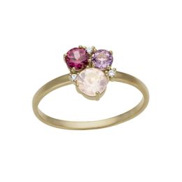 Firetti Damen Goldring "Schmuck Geschenk Gold 333 Damenring Goldring Edelstein Farbstein", 19, 0,02 P2 = erkennbare Einschl&uuml;sse, Diamanten Gelbgold