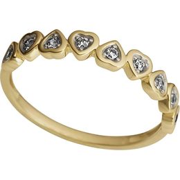 Firetti Damen Fingerring "Schmuck Geschenk Gold 333 Damenring Goldring Herz Bicolor", 18, Gelbgold 333, 1,5mm, gelb, Gelbgold 333, Fingerringe, mit