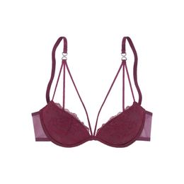 Lascana Damen Push-up-BH, Gr. 90, lila, Spitze, Obermaterial: 60% Polyamid, 35% Polyester, 5% Elasthan, BHs, aus Spitze mit h&uuml;bscher B&auml;ndchenoptik,