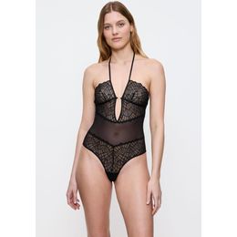 Stringbody Triumph "That Night in Vegas BS", Damen, Gr. S, N-Gr, schwarz, Spitze, Obermaterial: 100% Polyamid, k&ouml;rpernah, tiefer V-Ausschnitt, Bodys Stringbody, grafische Spitze, Mesh, Neckholder, Bandeau-Cup