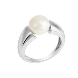 ZEEme Damen Fingerring "Silber 925 rhodiniert mit einer wei&szlig;en Perle 10-10,5mm", 017 (53,5), Silber 925 (Sterlingsilber), wei&szlig;, Silber 925