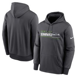 Nike Damen Kapuzenpullover "Nike Hoodie Seattle Seahawks Nike Therma", grau, Gr. L, 100% Polyester, Pullover