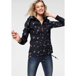 Ragwear Damen Outdoorjacke "DANKA", schwarz, Gr. S, bedruckt, gemustert, kontrastfarbene Details, mehrfarbig, Web, Obermaterial: 100% Polyester.