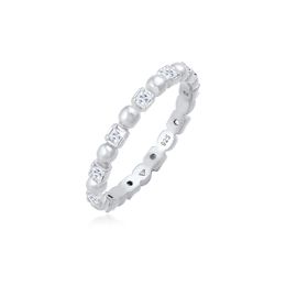 Elli Damen Fingerring "Bandring Kugel Zirkonia Viereck 925 Silber", 52mm,mit Steinen, Silber 925 (Sterlingsilber), silber, Silber 925