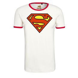 logoshirt Damen T-Shirt "Superman Logo", wei&szlig;, Gr. L, unifarben, 100% Baumwolle, Shirts, mit trendigem Superhelden-Print