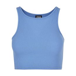 Tanktop Urban Classics "Urban Classics Damen Ladies Cropped Rib Top", Damen, Gr. L, horizonblau, 97% Baumwolle, 3% Elasthan, unifarben, slim fit, Tops Tanktop