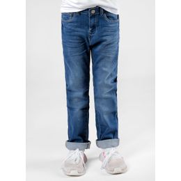 STACCATO M&auml;dchen Regular-fit-Jeans "EMMA", blau, Basic, Gr. 104, Crinkleoptik, Oberstoff: 70% Baumwolle, 28% Polyester, 2% Elasthan., Jeans, Regular