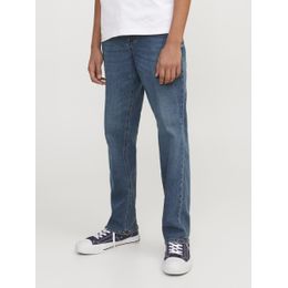 Jack & Jones Jungen Regular-fit-Jeans "JJICLARK JJORIG STRETCH SQ 223 NOOS JNR", blau, Basic, Gr. 164, JACK & JONES JUNIOR, Abriebeffekte, Denim/Jeans,