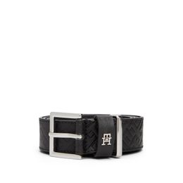 Tommy Hilfiger Damen Lederg&uuml;rtel "TH SQUARE MONO", schwarz, Gr. 80, Rindsleder, G&uuml;rtel, mit TH-Monogramm, Breite: 3 cm