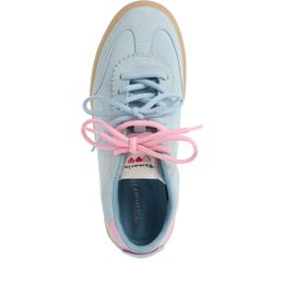 Tamaris Damen Sneaker, Gr. 40, blau, Lederimitat, Veloursleder, unifarben mit Farbeinsatz, Schuhe, Schn&uuml;rschuh, Halbschuh, Freizeitschuh mit
