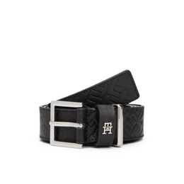 Tommy Hilfiger Damen Lederg&uuml;rtel "TH SQUARE MONO", schwarz, Gr. 75, Rindsleder, G&uuml;rtel, mit TH-Monogramm, Breite: 3 cm