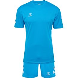 Hummel Damen Sportanzug "HMLLOGO SET"diva blau, Gr. XL, Obermaterial: 100% Polyester, Sportanz&uuml;ge, 2-teiliges Set aus Shorts und T-Shirt, mit