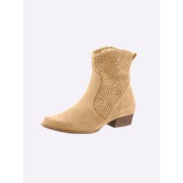 Heine Damen Stiefelette, Gr. 41, beige, Leder, Veloursleder, Schuhe