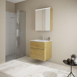 Burgbad Eqio Schrank mit Slim Keramik-Waschtisch, mit Spiegelschrank, SHCP062F5662C0001G0146,