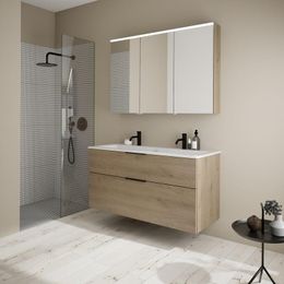 Burgbad Eqio Schrank mit Slim Keramik-Doppelwaschtisch, mit Spiegelschrank, SHCQ122LF6423C0001G0200,
