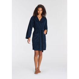Damen Bademantel, VIVANCE DREAMS BY LASCANA, Gr. XXL, blau, Baumwoll-Mix, unifarben, Hausm&auml;ntel, in Mini L&auml;nge