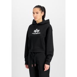 Hoodie Alpha Industries "Basic Hoodie BL PP W", Damen, Gr. L, schwarz, Obermaterial: 80% Baumwolle, 20% Polyester, Sweatshirts Hoodie