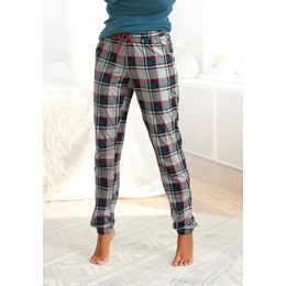 s.Oliver Damen Pyjamahose, Gr. 32, bunt, Jersey, Obermaterial: 50% Baumwolle, 50% Viskose, gemustert, kariert, mehrfarbig, Basic, Hosen, mit