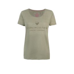 LIEBLINGSST&Uuml;CK LIEBLINGSST&Uuml;CK Damen T-Shirt "CiaEp", gr&uuml;n, Gr. XS, meliert, Jersey, Obermaterial: 100% Baumwolle, Shirts, mit Logo-Print