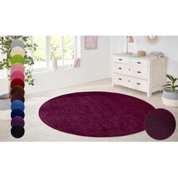 Teppich Hanse Home, H:8,5mm &Oslash;:200cm, lila, Kunstfaser, Wohnzimmer, Teppiche, "Shashi", Kurzflor, Unifarben, Teppich, Weich, Esszimmer, Kinderzimmer,