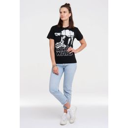 logoshirt Damen T-Shirt "Star Wars - AT-AT", schwarz, Gr. XL, unifarben, 100% Baumwolle, Shirts, mit lizenziertem Print