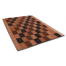Teppich Die Hauskunst, B:140cm H:4mm L:230cm, orange, Baumwolle, Jute, Wohnzimmer, Teppiche, "Tulon", Flachgewebe, handgewebt, mit Fransen