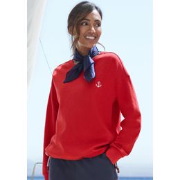 H.I.S. H.I.S Damen Sweater, Gr. 36, rot, Sweatware, Obermaterial: 60% Baumwolle, 40% Polyester, unifarben, Sweatshirts, mit Tunnelzug am B&uuml;ndchen, Loungewear