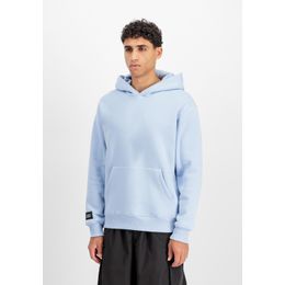 Hoodie Alpha Industries "Label Hoodie Backprint ", Herren, Gr. M, artic blau, Obermaterial: 80% Baumwolle, 20% Polyester, regular fit, Sweatshirts Hoodie