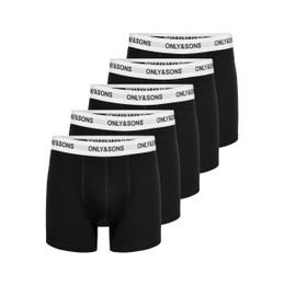Only & Sons ONLY & SONS Herren Boxershorts "ONSTREY SOLID BOXER 5PACK OTL", Gr. XS, schwarz, Jersey, Obermaterial: 68% Baumwolle, 27% Polyester, 5% Elasthan,