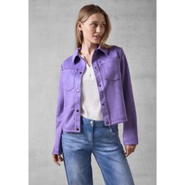 Cecil Damen Kurzjacke, lila, Gr. XL, unifarben, Stoff, 94% Polyester, 6% Elasthan, Jacken, mit Brusttaschen