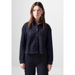 Damen Jeansbluse, blau, Gr. 44, STREET ONE STUDIO, unifarben, Jeans, 100% Baumwolle, Blusen, mit Brusttasche