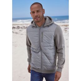 H.I.S. H.I.S Herren Kapuzensweatjacke, grau, Gr. XL, unifarben, angeraute Sweatware, Obermaterial: 60% Polyester, 40% Baumwolle. Einsatz: 100% Polyester,