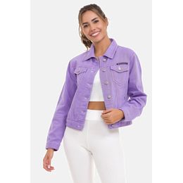 Cipo & Baxx CIPO & BAXX Damen Jeansjacke "Jeansjacke", lila, Gr. L, unifarben, Stoff, 100% Baumwolle, Jacken, Mit praktischen Brusttaschen, WJ212