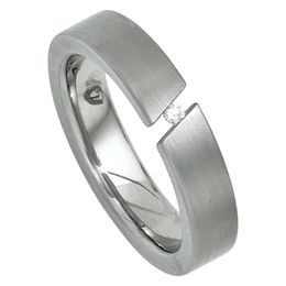 Jobo Damen Diamantring, 56, SI = kleine Einschl&uuml;sse, Diamanten Edelstahl, silber, Diamanten, Edelstahl, Fingerringe, Edelstahl mit Diamant 0,03 ct.