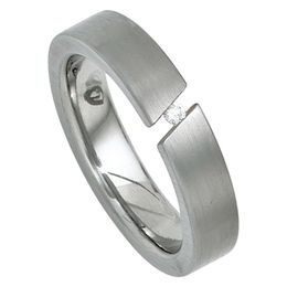 Jobo Damen Diamantring, 58, SI = kleine Einschl&uuml;sse, Diamanten Edelstahl, silber, Diamanten, Edelstahl, Fingerringe, Edelstahl mit Diamant 0,03 ct.