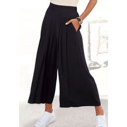 Lascana Damen Culotte "aus flie&szlig;ender Viskose", schwarz, Gr. 44, unifarben, Web, Obermaterial: 100% Viskose, Hosen, mit Taschen weites Bein, luftige