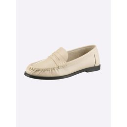 Slipper Heine, Damen, Gr. 36, beige, Leder, Rindsleder, Schuhe Slipper