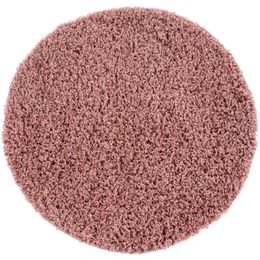 Hochflor-Teppich Paco Home, H:44mm &Oslash;:120cm, pink, Kunstfaser, Teppiche, "Twister 500", Uni Hochflor Shaggy mit hoher Fadendichte