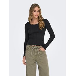 Langarmshirt Only "ONLTENNA O-NECK L/S TOP JRS NOOS", Damen, Gr. L, schwarz, Jersey, Obermaterial: 50% Baumwolle, 50% Polyester, unifarben, regular fit normal, Rundhals, Shirts Langarmshirt