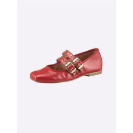 Heine Damen Ballerina, Gr. 36, rot, Glattleder, Lackleder, Leder, Rindsleder, Schuhe