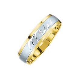 Firetti Damen Trauring "Schmuck Geschenk Gold 375 Hochzeit Ehering Trauring "LIEBE"", 18, 0,01 SI = kleine Einschl&uuml;sse mit Brillant, Gelbgold 375